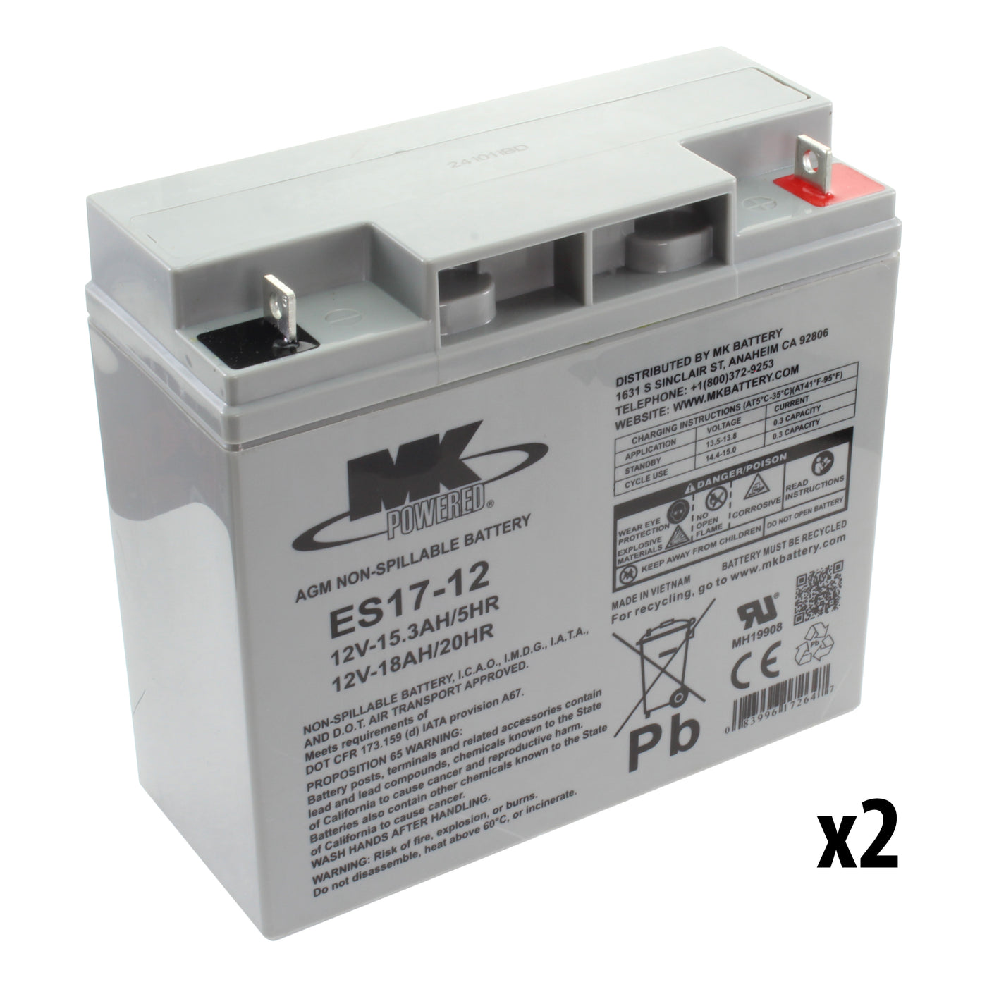 MK ES17-12 12V SLA Battery (Set of 2) — AndyMark